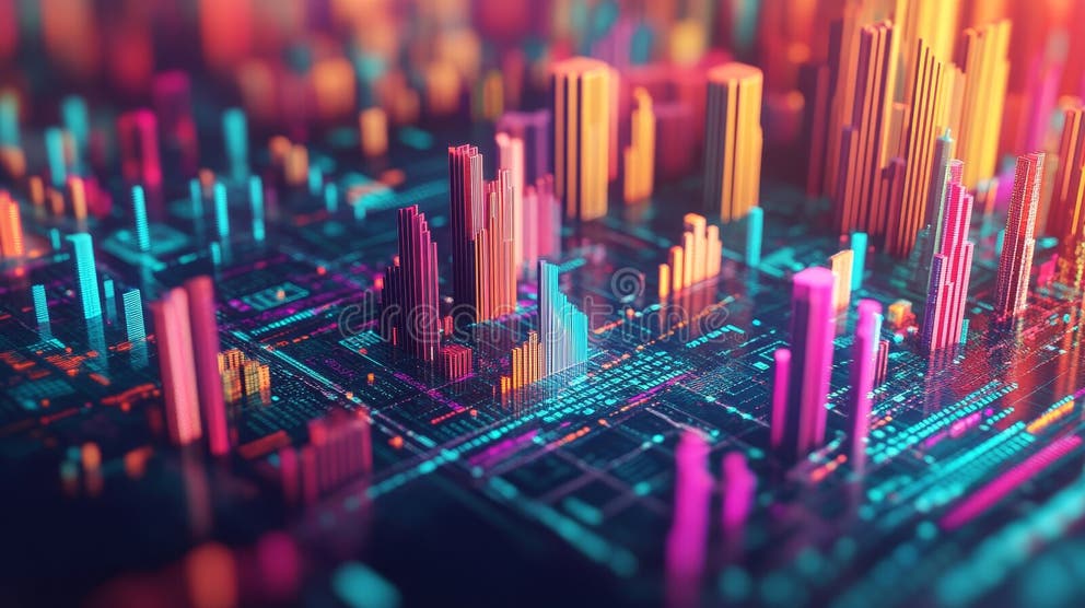 3D Infographics with Graph and Chart on Abstract Background Stock Image ...