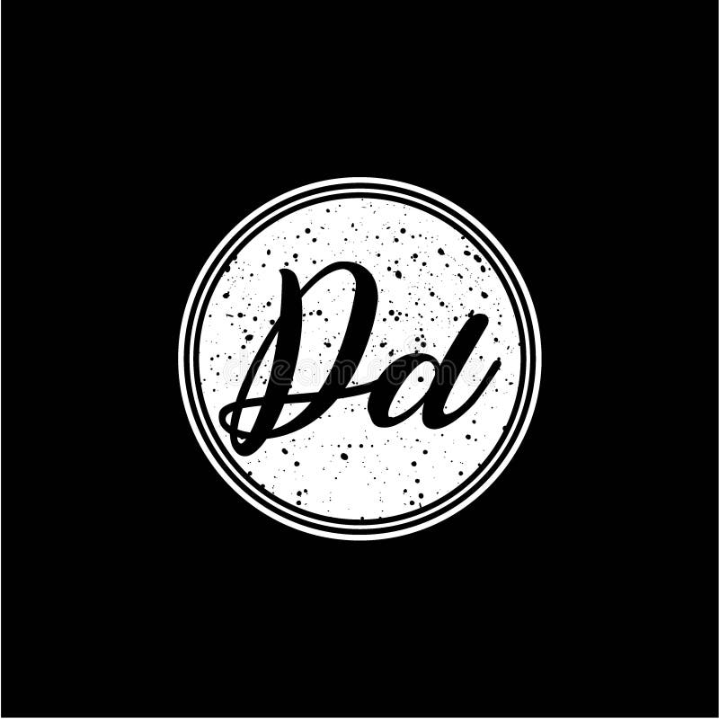 D D Initial Handwriting in Black and White Circle Frame Design Stock ...