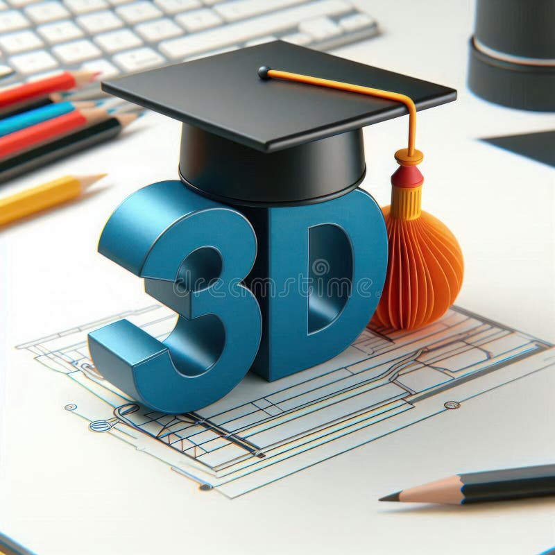 3D Inscription with Academic Cap on the Drawing. Stock Image - Image of ...