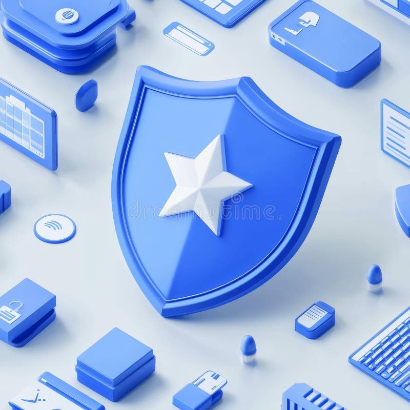 3D Integrity Shield Constellation Frame Design on a White Background ...