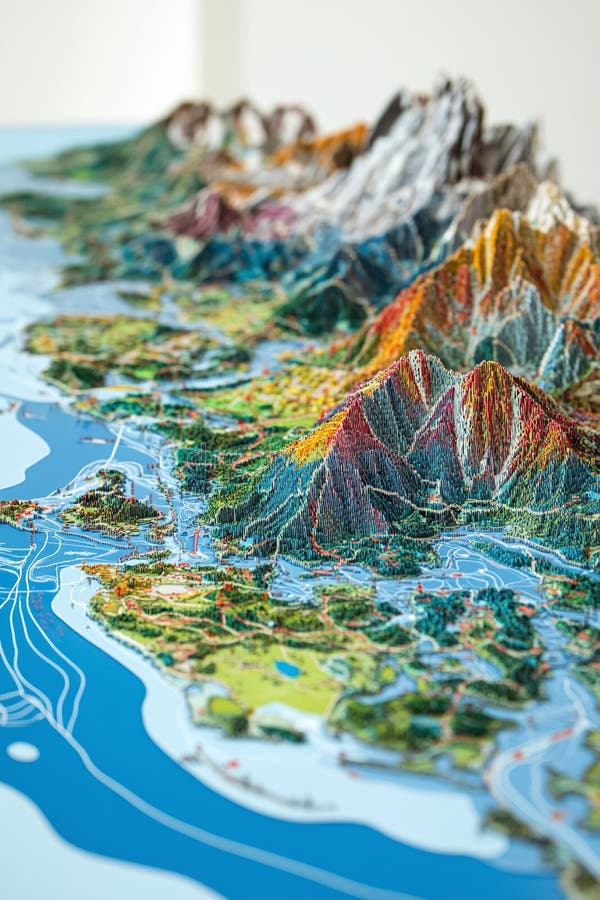 A 3D Interactive Terrain Map Showing Geological GIS Network Overlays ...