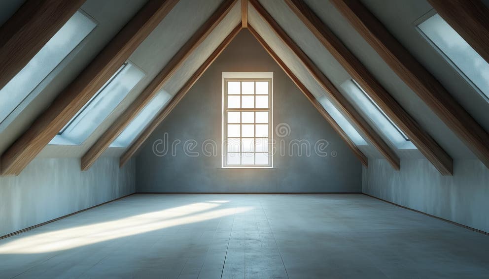 3d Interior of an Empty Attic Room Featuring Realistic Angles and ...