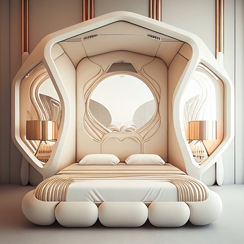 3D Interior of the Future Bed Generative AI Stock Illustration ...