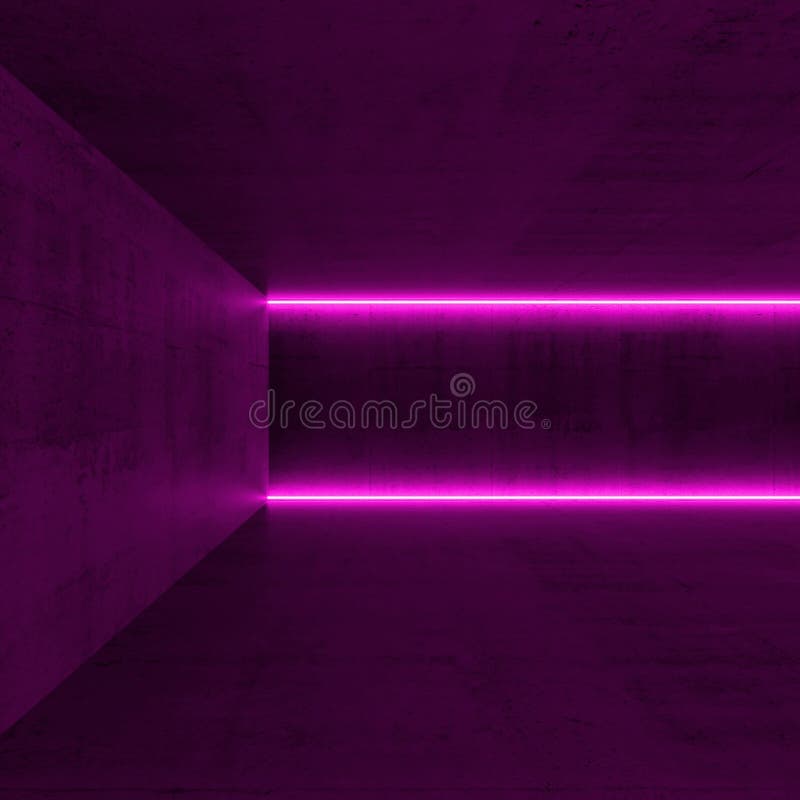 3d Interior with Horizontal Purple Neon Lights Stock Photo - Image of ...