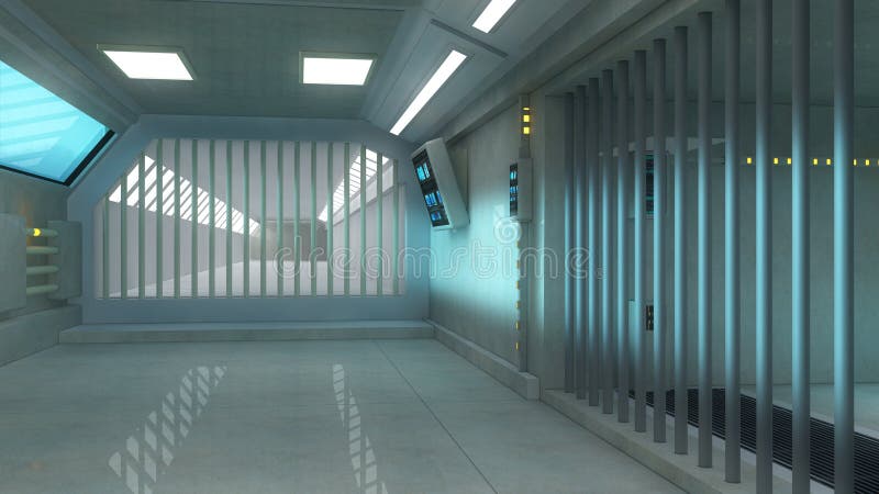 3d Futuristic Interior Jail Stock Illustration - Illustration of ...