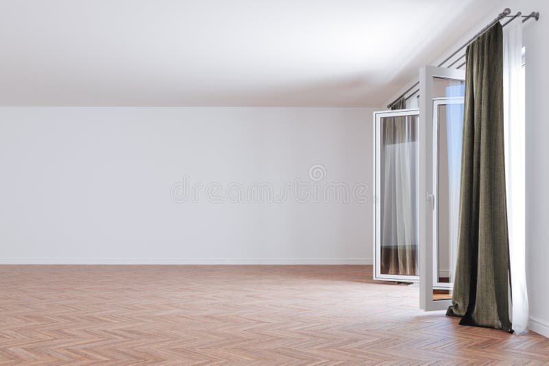 Interior Mock Up with Big Windows and White Stock Image - Image of home ...