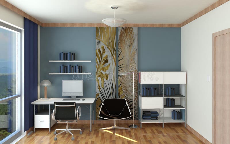 3d Illustration of a Home-office Work Area. Stock Illustration ...