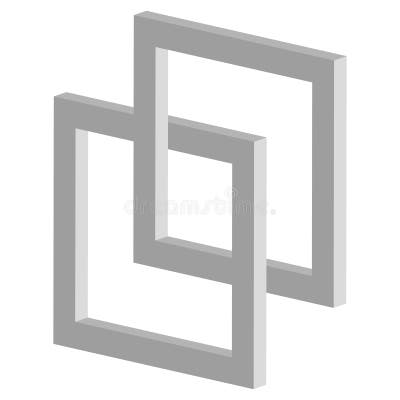 3d Interlocking Squares Icon - Connected Intersecting Square Fra Stock ...