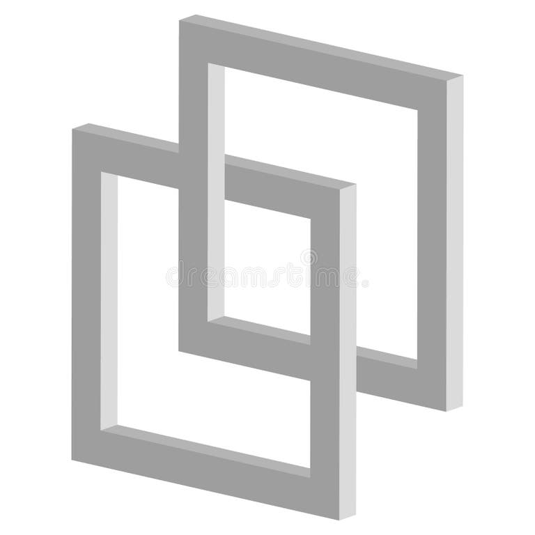 3d Interlocking Squares Icon - Connected Intersecting Square Fra Stock ...