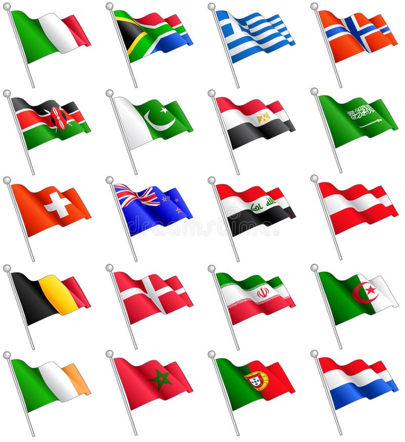 3D International Flags Set 2 Stock Vector - Illustration of flag ...