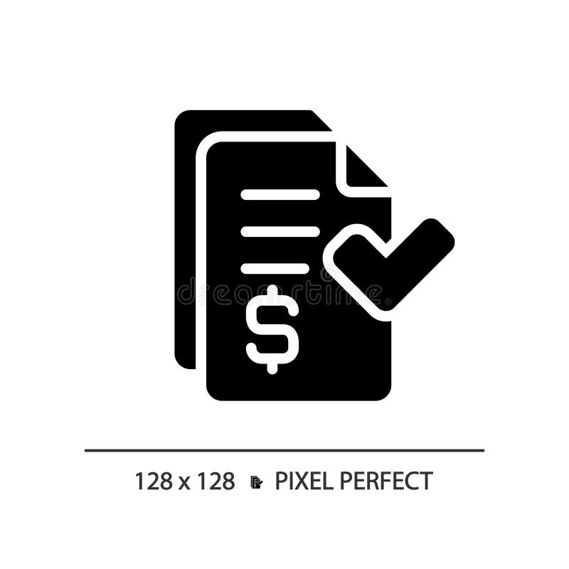 2D Invoice Glyph Style Black Icon Stock Vector - Illustration of bill ...