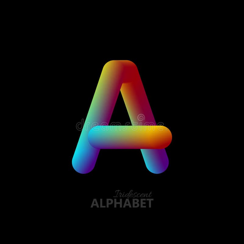 3d Iridescent Gradient Letter a. Stock Vector - Illustration of ...