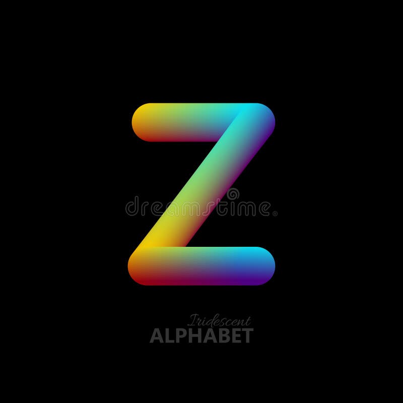 3d Iridescent Gradient Letter Z. Stock Vector - Illustration of ...
