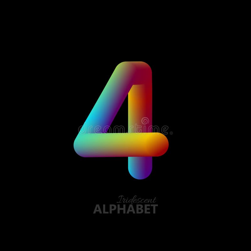 3d Iridescent Gradient Number 4. Stock Vector - Illustration of ...