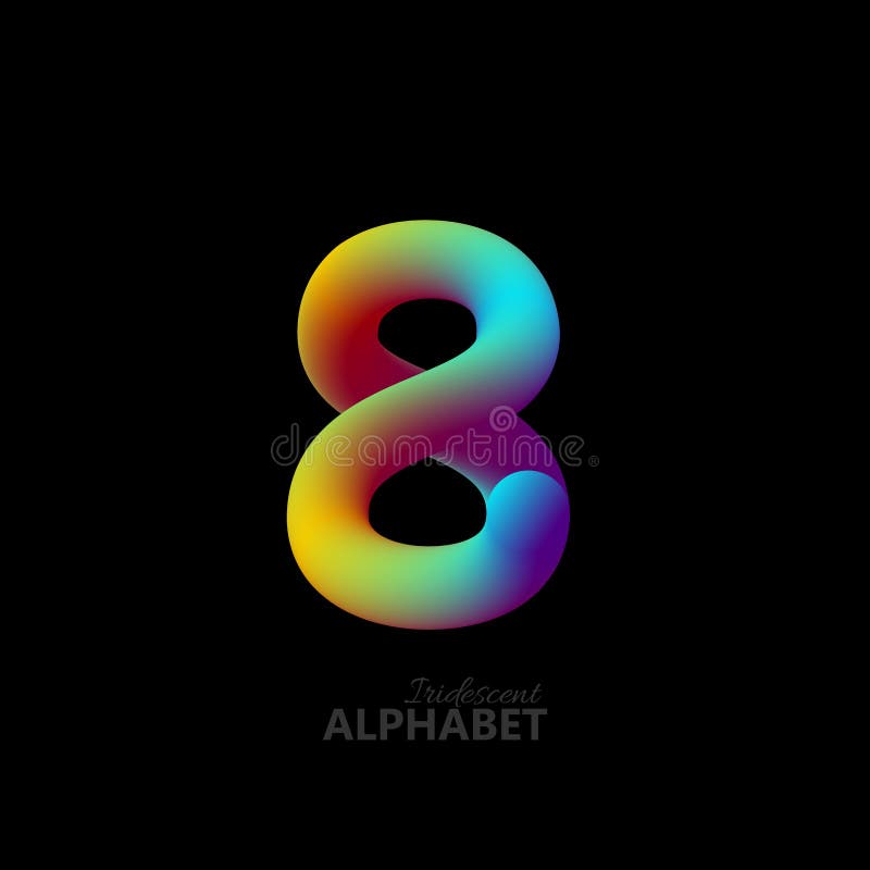 3d Iridescent Gradient Number 8. Stock Vector - Illustration of ...