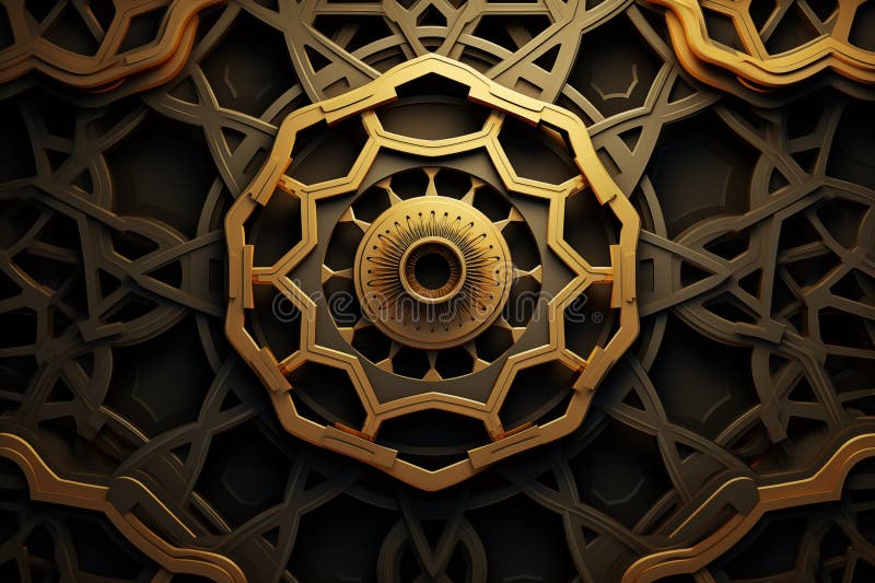 3D Islamic Abstract Background by Generative AI Stock Illustration ...