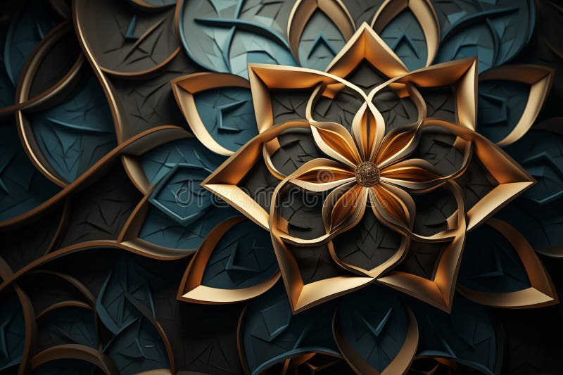 3D Islamic Abstract Background by Generative AI Stock Illustration ...
