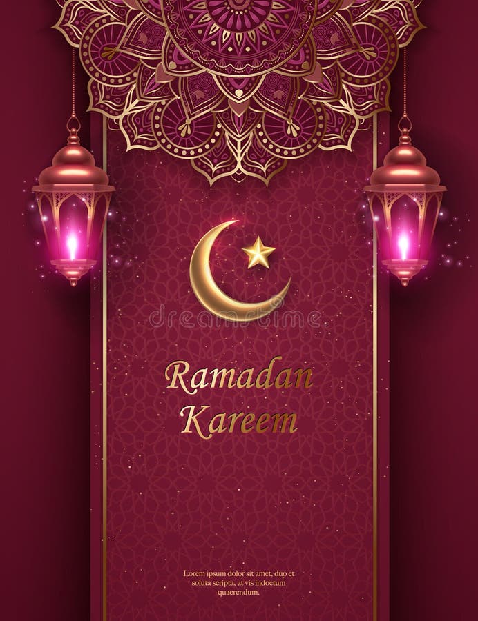 3D Islamic Lantern Star Moon and Splendid Purple Pink Pattern ...