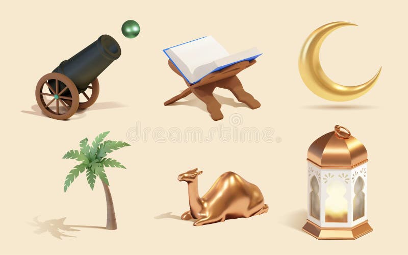 3d Islamic Object Element Set Stock Vector - Illustration of minimal ...