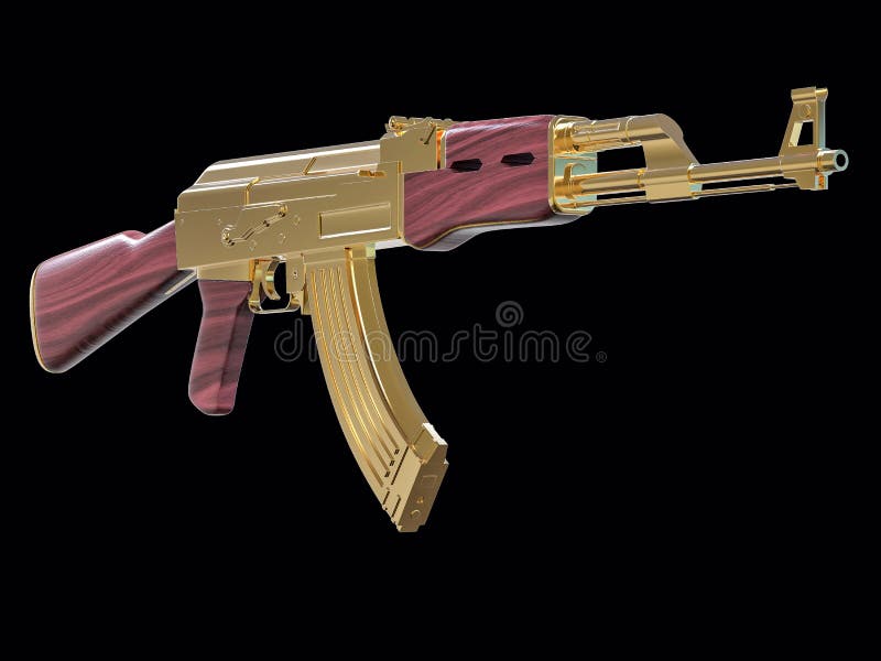 3D Isolated AK-47 Machine Gun Illustration. Stock Illustration ...