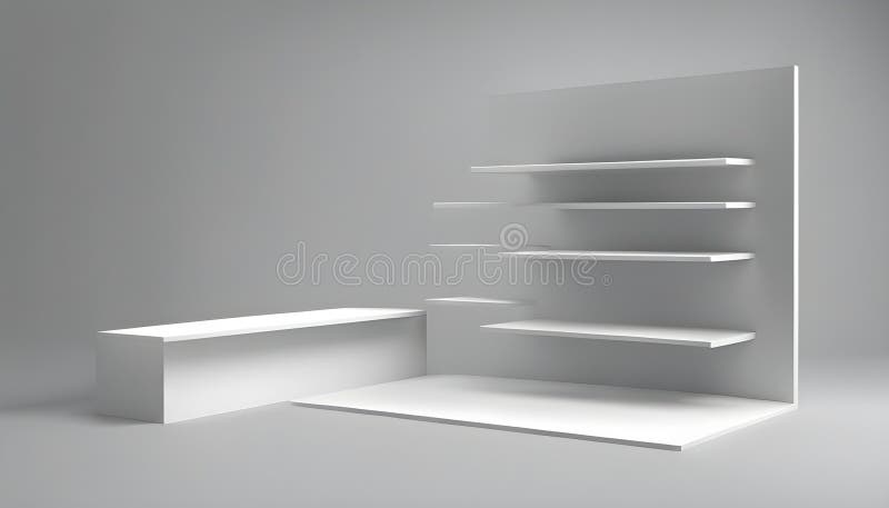 3d Isolated Empty Shelf for Exhibit Stock Illustration - Illustration ...