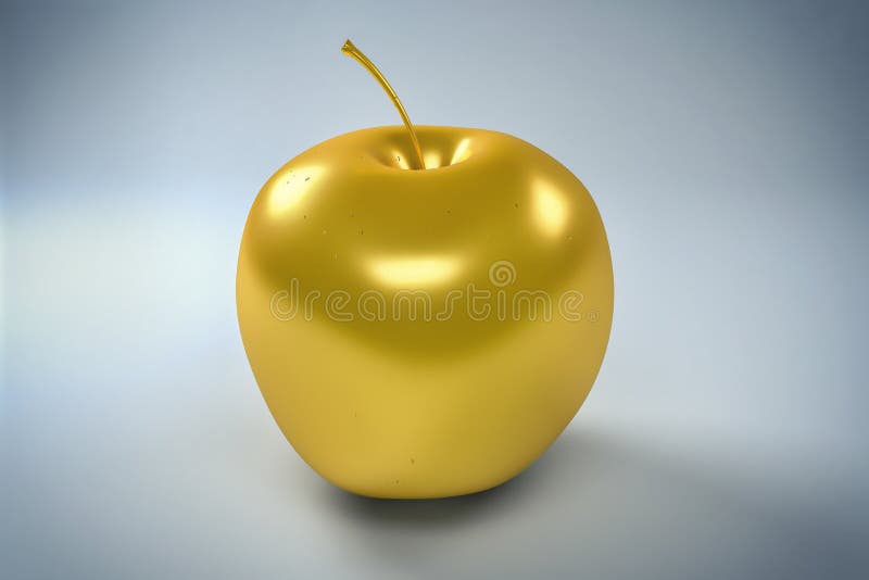 3D Isolated Golden Apple Background Stock Illustration - Illustration ...