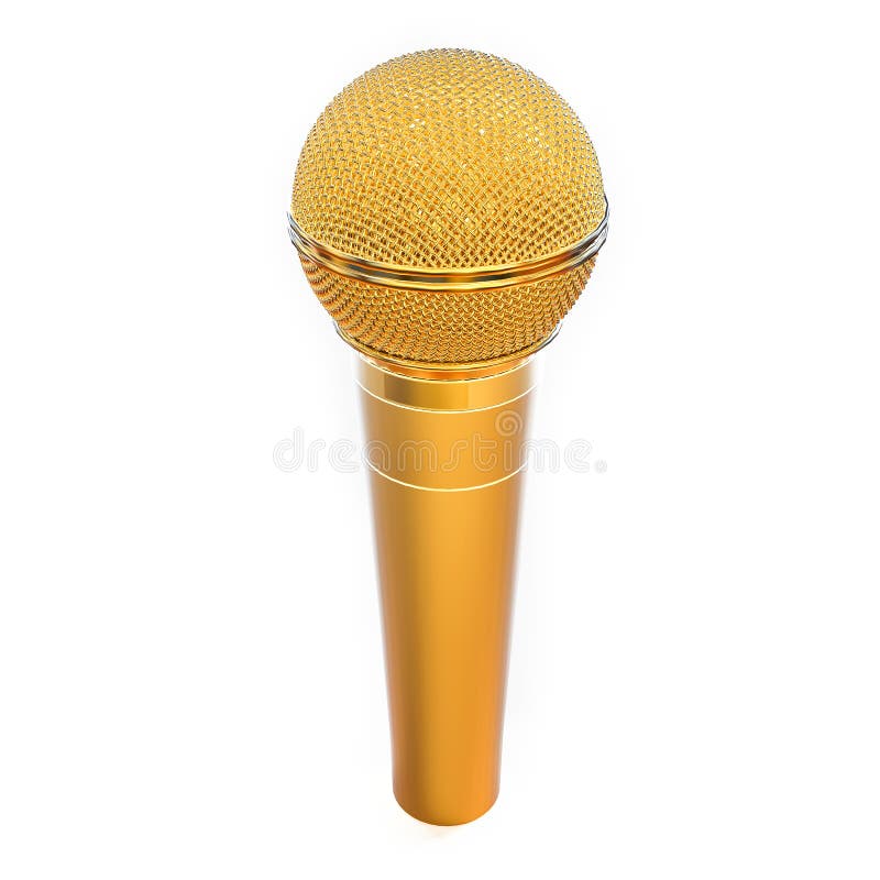 3D Isolated Golden Microphone Stock Illustration - Illustration of ...