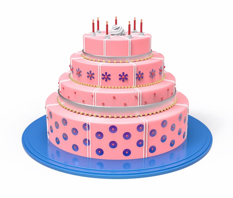 3d Isolated Pink Cake Illustration Stock Illustration - Illustration of ...