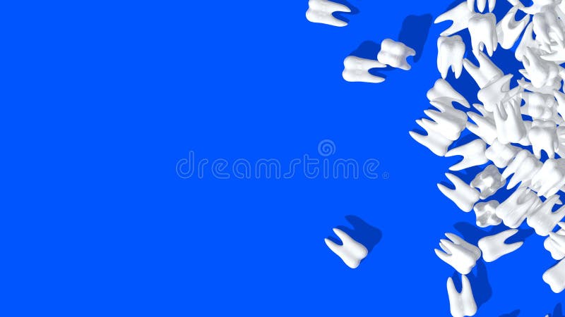 3D Tooth Falling on Blue Background, Tooth Digital 3d Animation Stock ...