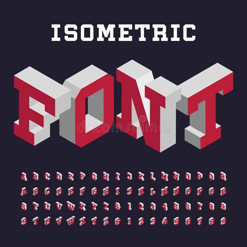 3D Isometric Alphabet Vector Font. Stock Vector - Illustration of ...