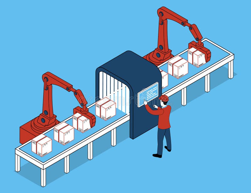 3D Isometric Automated Warehouse Robots and Smart Warehouse Technology ...