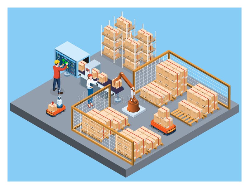 3D Isometric Automated Warehouse Robots and Smart Warehouse Technology ... 3D Isometric Automated Warehouse Robots and Smart Warehouse Technology ...