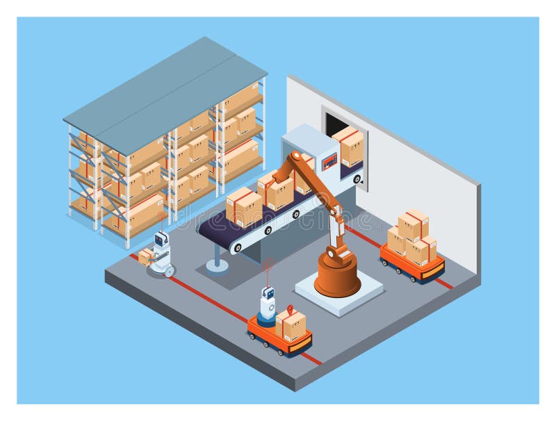 3D Isometric Automated Warehouse Robots and Smart Warehouse Technology ... 3D Isometric Automated Warehouse Robots and Smart Warehouse Technology ...