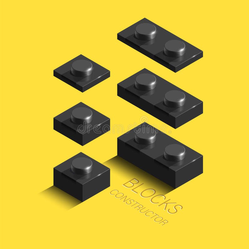 3d Isometric Black Elements from Building Bricks Stock Vector ...