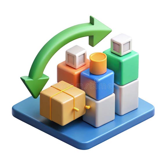 3d Isometric Boxes and Arrow Indicating Process Flow or Workflow Management Concept White ...