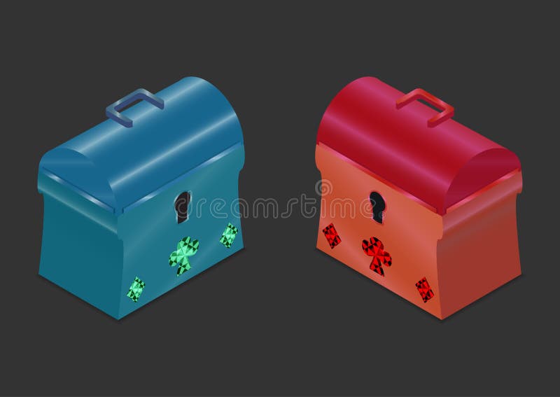 3D Isometric Chest Blue and Red. Stock Vector - Illustration of ...