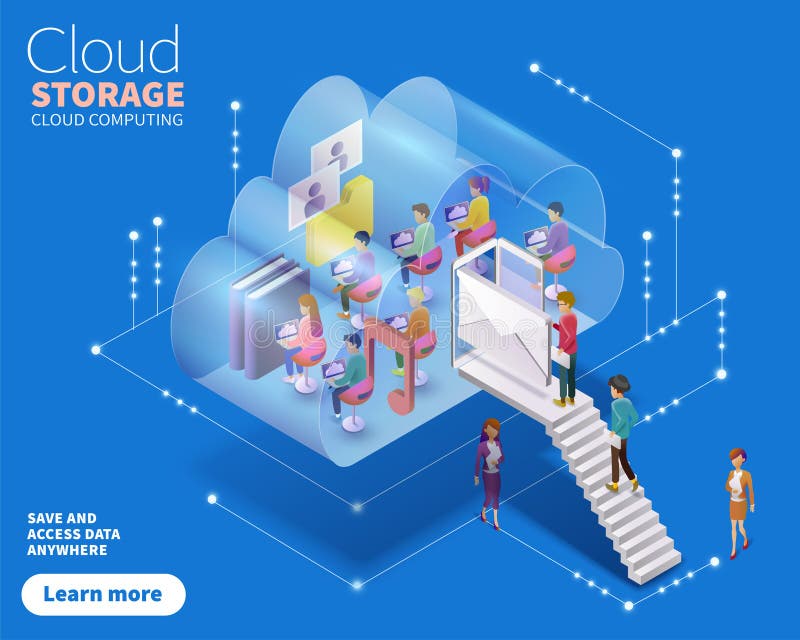 3d Isometric Cloud Computing Stock Illustration - Illustration of optimization, strategy: 128301899