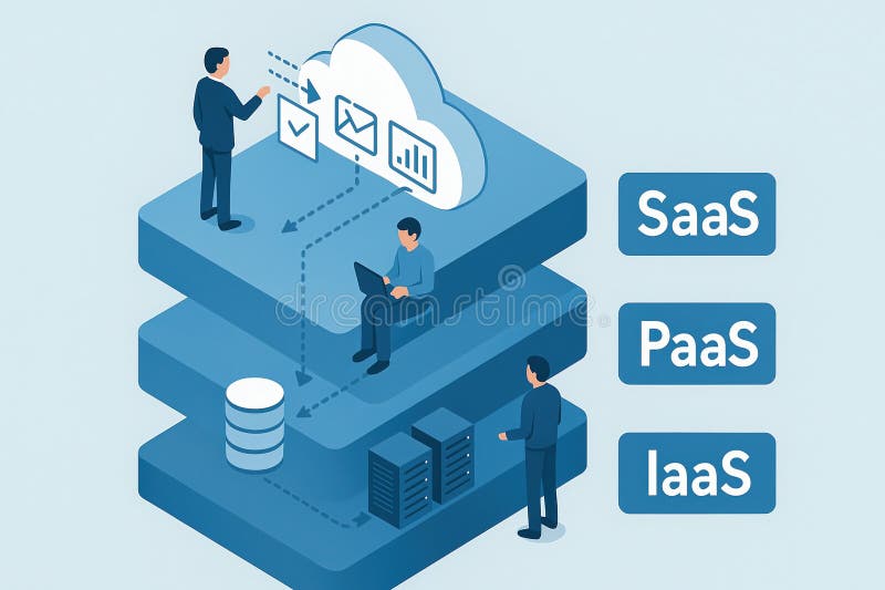 3D Isometric Cloud Computing Stack Mit SaaS PaaS IaaS Stock Abbildung ...