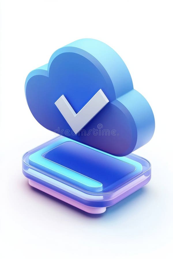 3D Isometric Cloud Icon with Check Mark for Digital Approvals Stock Image - Image of checkmark ...