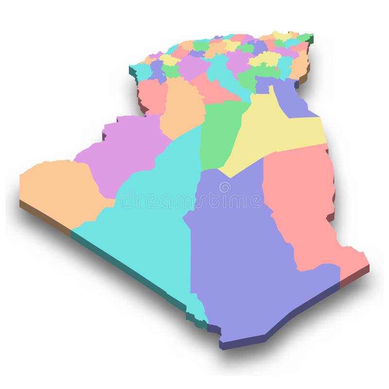 3d Isometric Colored Map of Algeria Stock Vector - Illustration of ...