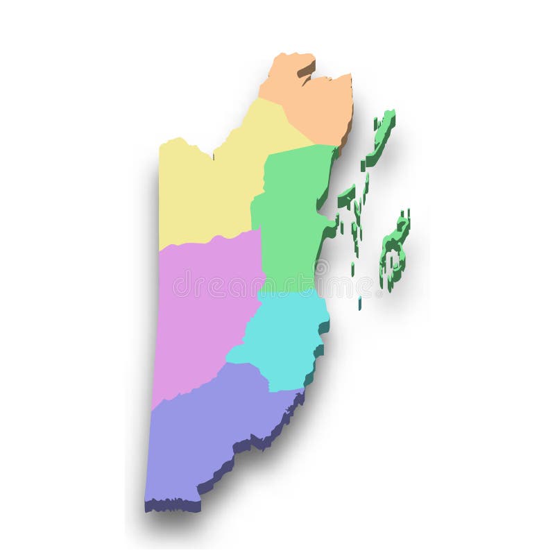 3d Isometric Colored Map of Belize Stock Vector - Illustration of ...