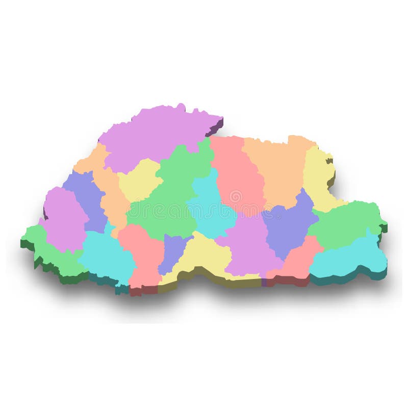 3d Isometric Colored Map of Bhutan Stock Vector - Illustration of ...
