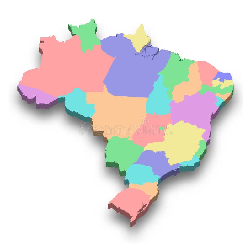 3d Isometric Colored Map of Brazil Stock Vector - Illustration of ...