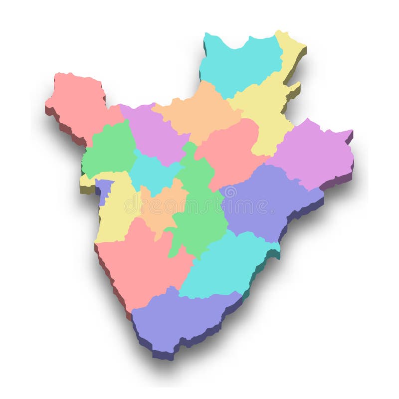 3d Isometric Colored Map of Burundi Stock Vector - Illustration of ...