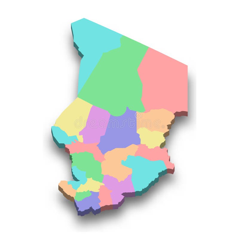 3d Isometric Colored Map of Chad Stock Vector - Illustration of famous ...