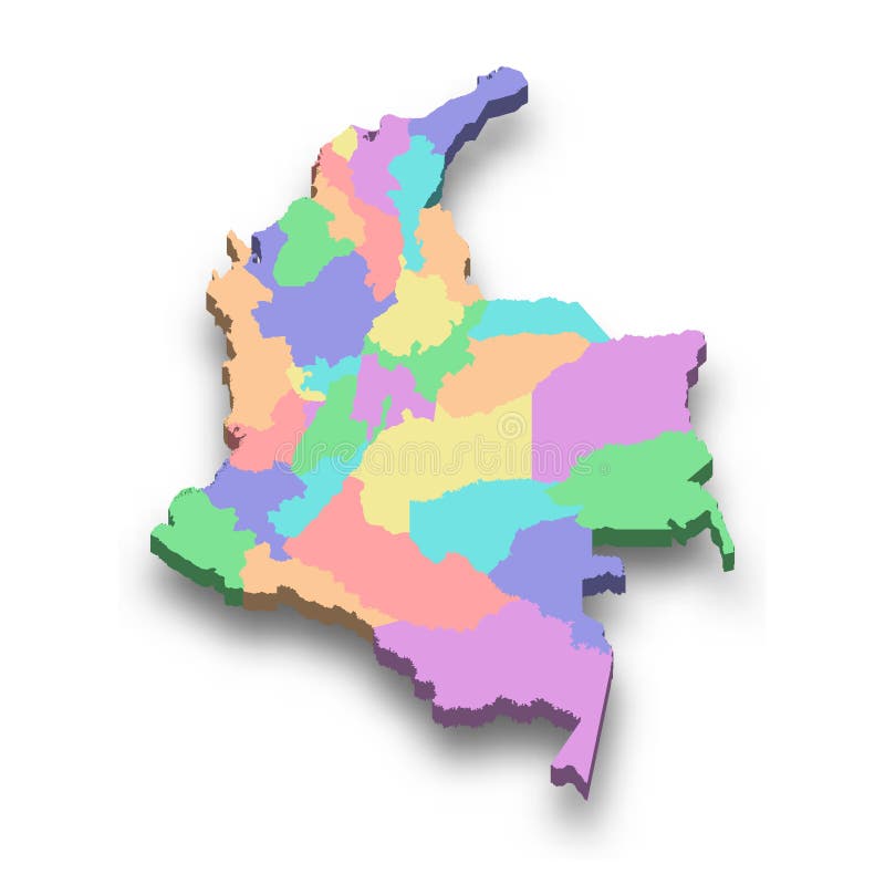 3d Isometric Colored Map of Colombia Stock Vector - Illustration of ...