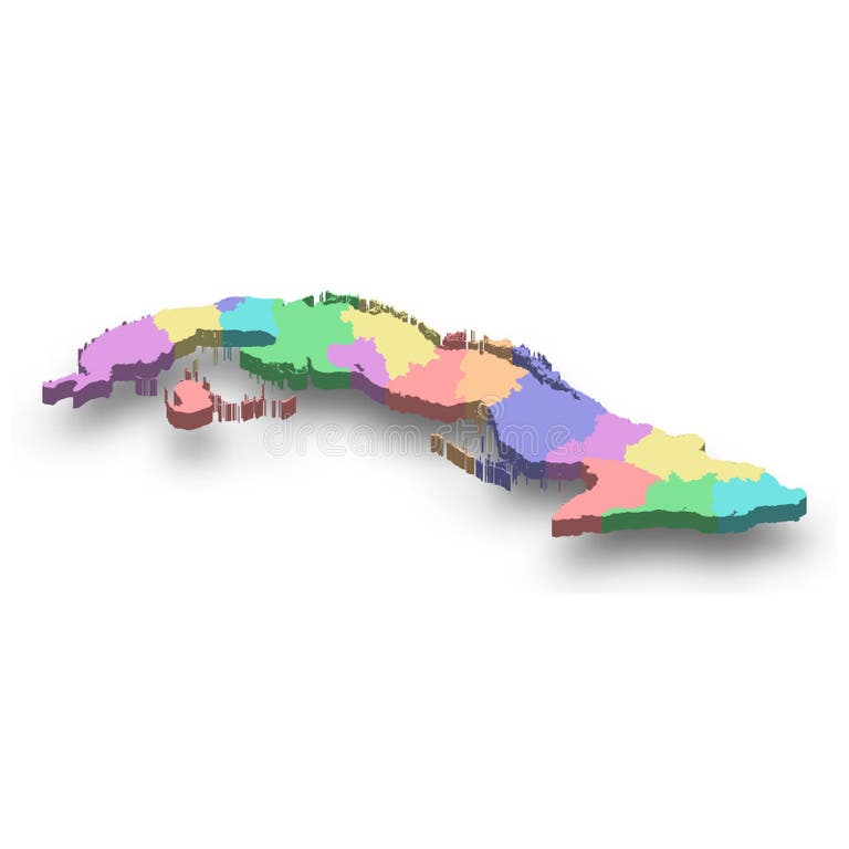 3d Isometric Colored Map of Cuba Stock Vector - Illustration of guide ...