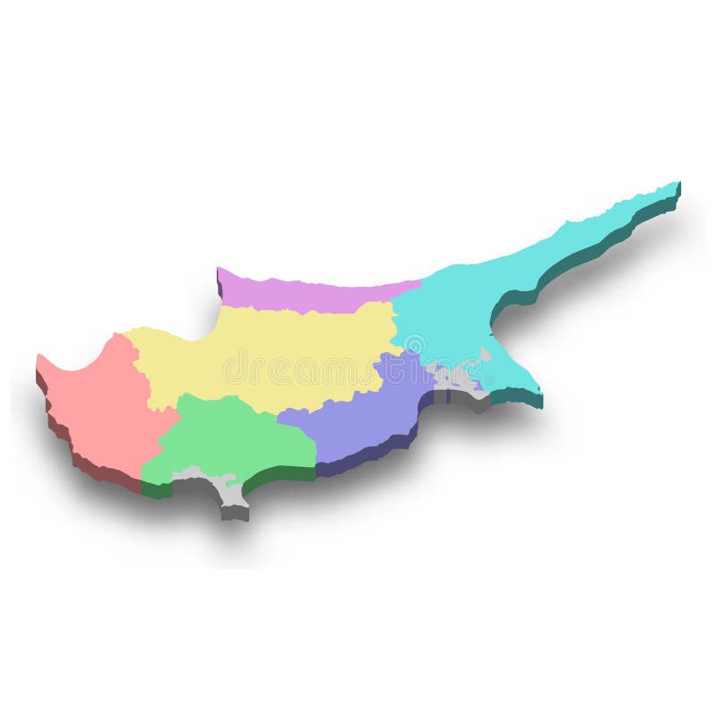 3d Isometric Colored Map of Cyprus Stock Vector - Illustration of ...