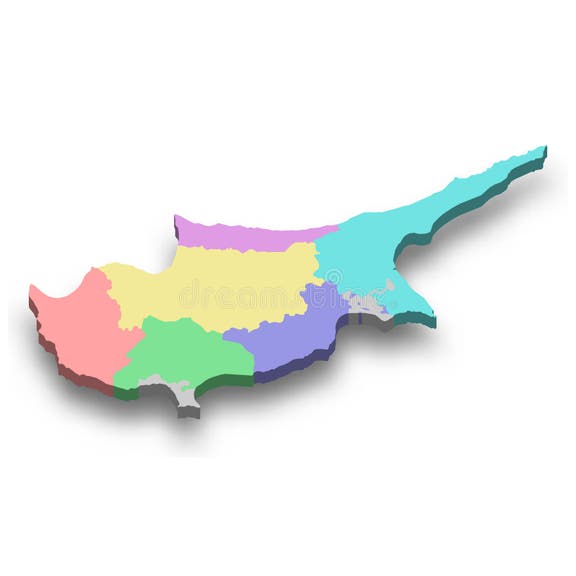 3d Isometric Colored Map of Cyprus Stock Vector - Illustration of ...