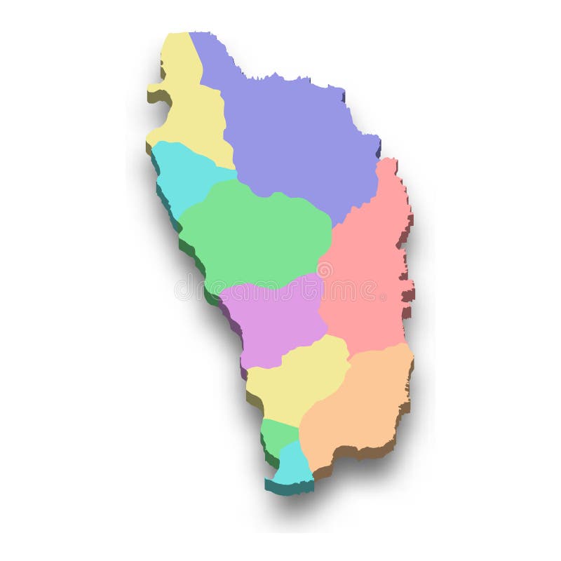 3d Isometric Colored Map of Dominica Stock Vector - Illustration of ...